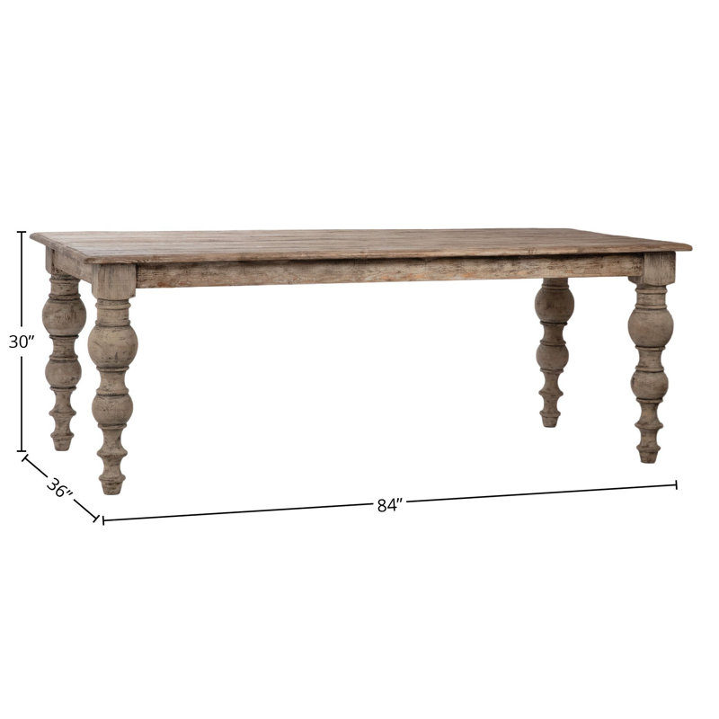 Dovetail Furniture Merak 84-Inch Rectangular Reclaimed Pine Dining Table With Carved Four Poster ...